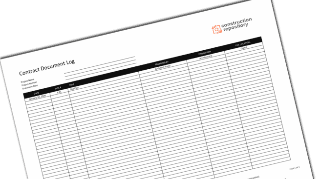 Contract Document Log Template - Construction Files
