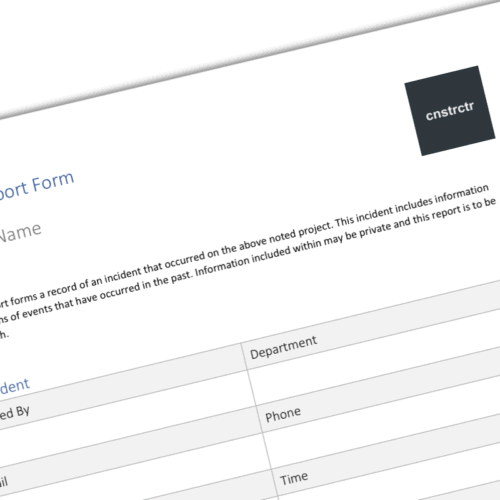 Construction Incident Report Template - Construction Files