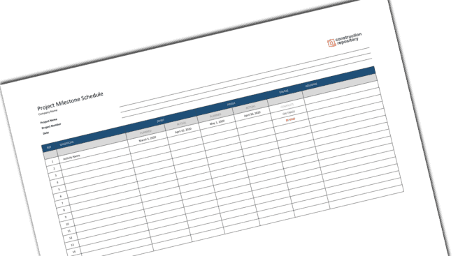 Construction Milestone Schedule Template - Construction Files