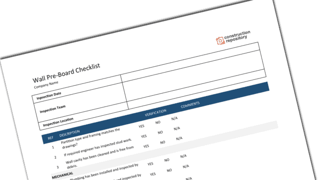 Construction Pre-Board Checklist - Construction Files