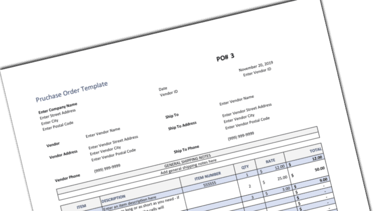 Construction Purchase Order Template - Construction Files