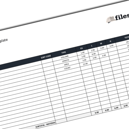 Quantity Takeoff Template - Construction Files