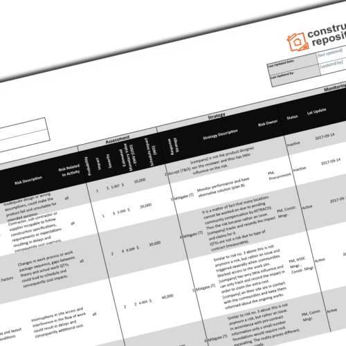 Construction Risk Register Template - Construction Files