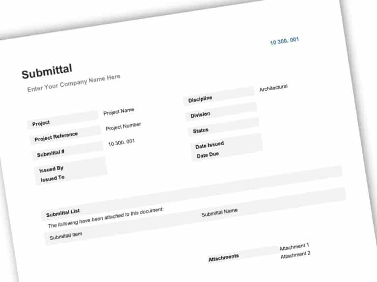 Submittal Form Template - Construction Files