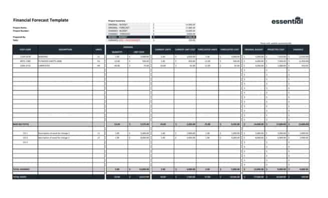Construction Financial Forecast Template - Construction Files