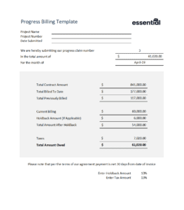Construction Progress Billing Template - Construction Files