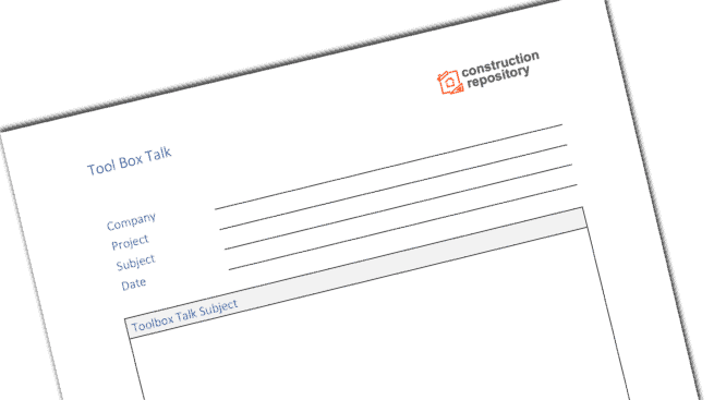 Construction Toolbox Talk Template - Construction Files