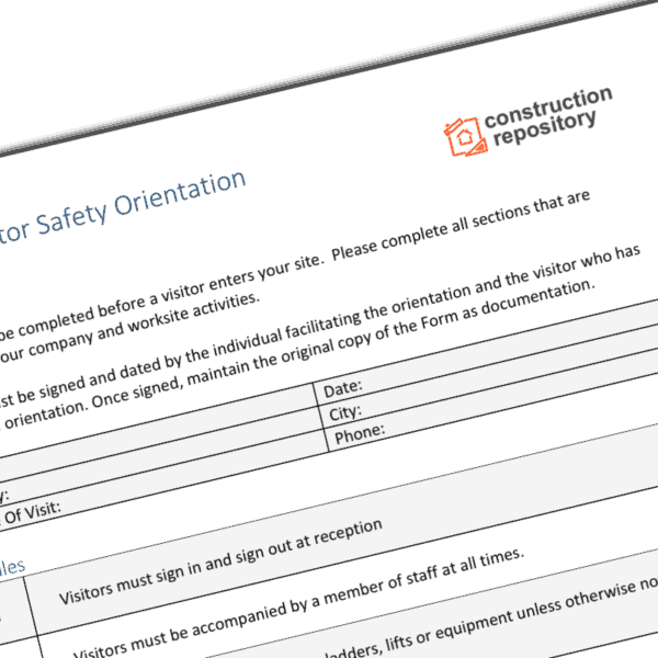 Construction Visitor Orientation Template - Construction Files