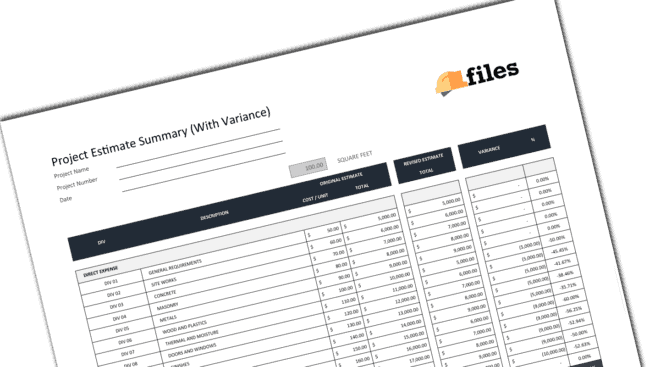 Construction Estimate Comparison Template - Construction Files