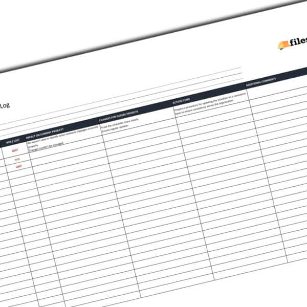 Project Lessons Learned Template - Construction Files