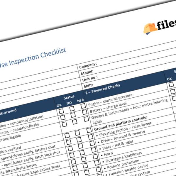 Scissor Lift Inspection Template - Construction Files