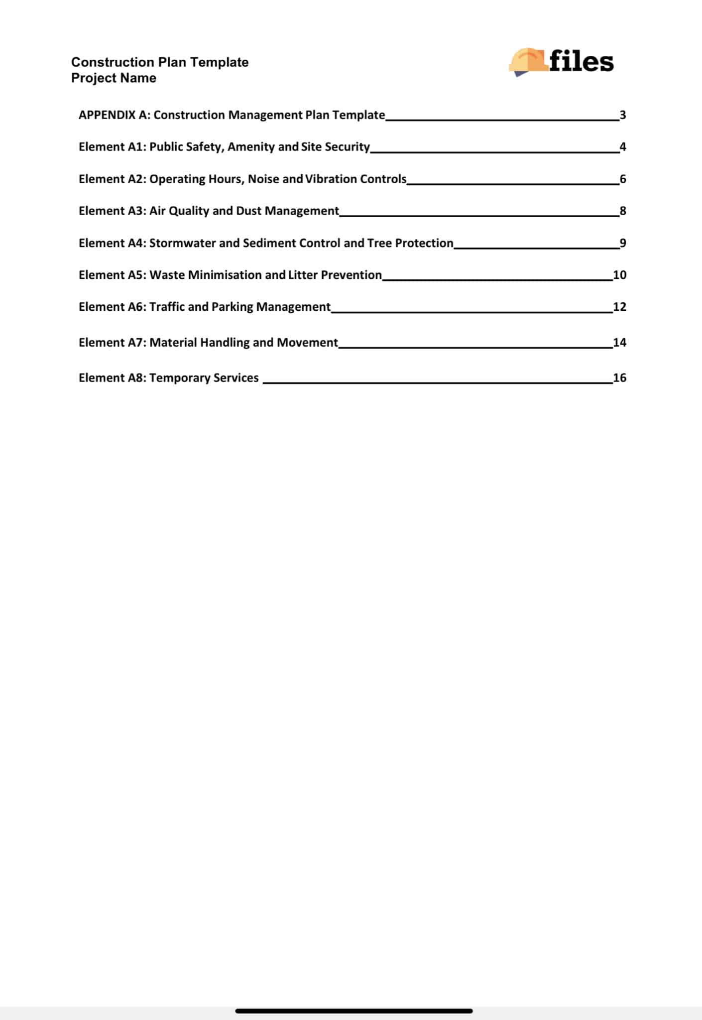 Construction Plan Template - Construction Files