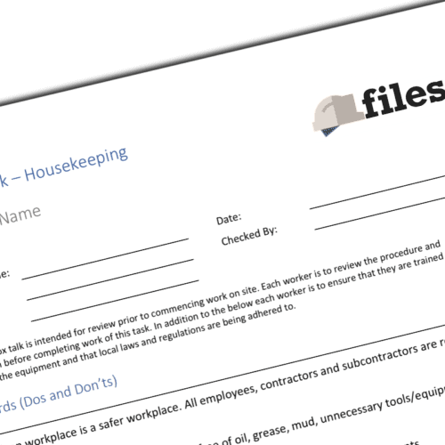 Toolbox Talk - Housekeeping - Construction Files