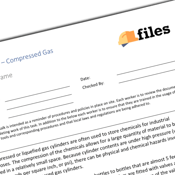 Toolbox Talk - Compressed Gas - Construction Files