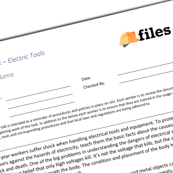 Toolbox Talk - Power Tools - Construction Files