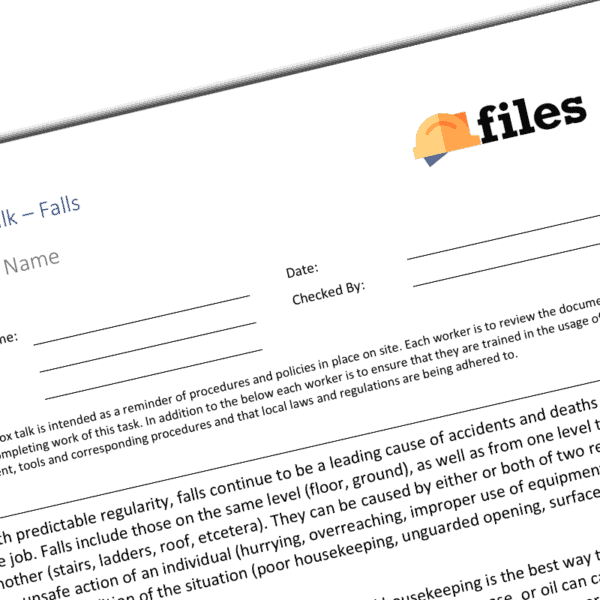 Toolbox Talk - Fall Safety - Construction Files