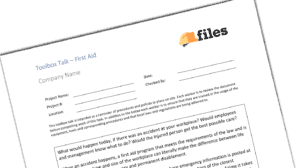 Toolbox Talk - First Aid - Construction Files