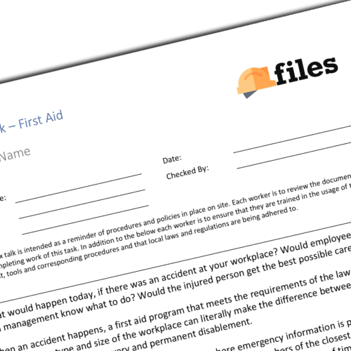 Toolbox Talk - First Aid - Construction Files