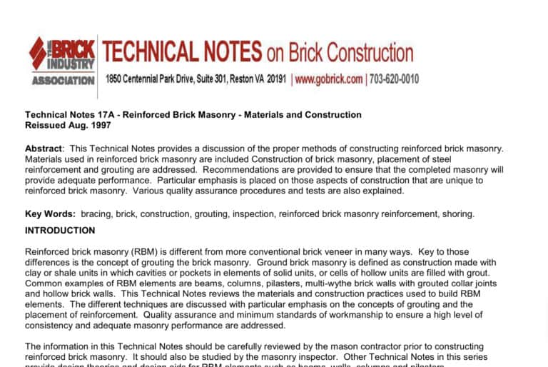 Reinforced Masonry Best Practices - Construction Files