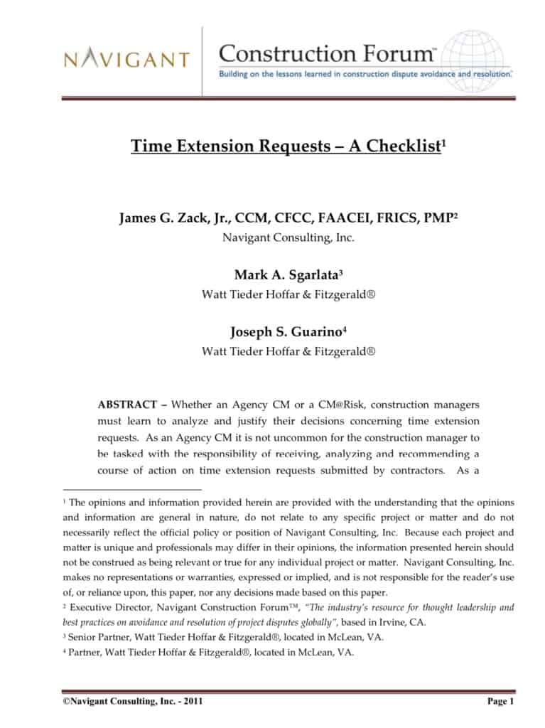 Time Extension Request - A Checklist - Construction Files