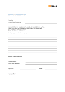 Bid Compliance Certificate - Construction Files