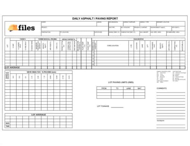 Daily Asphalt Report Template - Construction Files