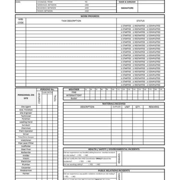 Daily Site Diary - Construction Files