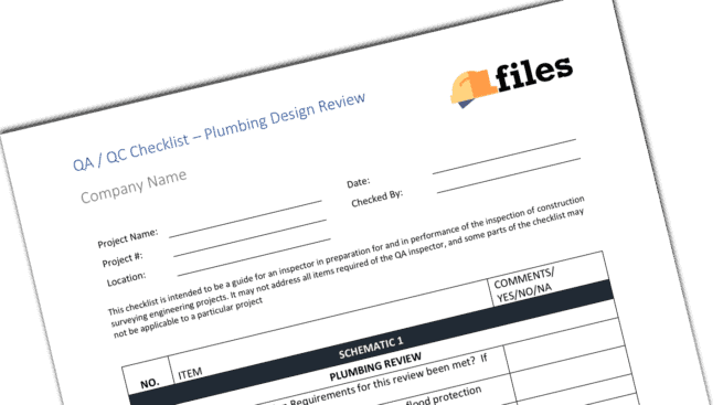 Plumbing Design Quality Checklist - Construction Files