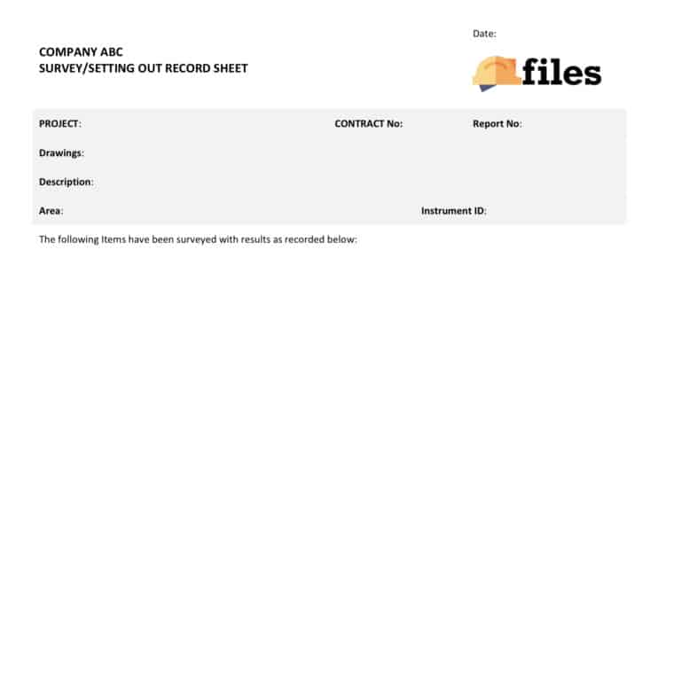 Surveying - Record Sheet - Construction Files