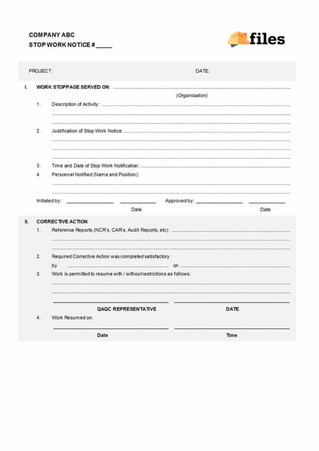 Stop Work Notice - Quality - Construction Files