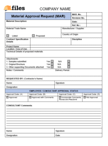 Material Approval Request - Construction Files