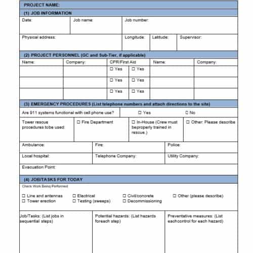 Detailed Project Hazard Analysis Form - Construction Files