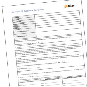 Certificate Of Substantial Performance - Construction Files