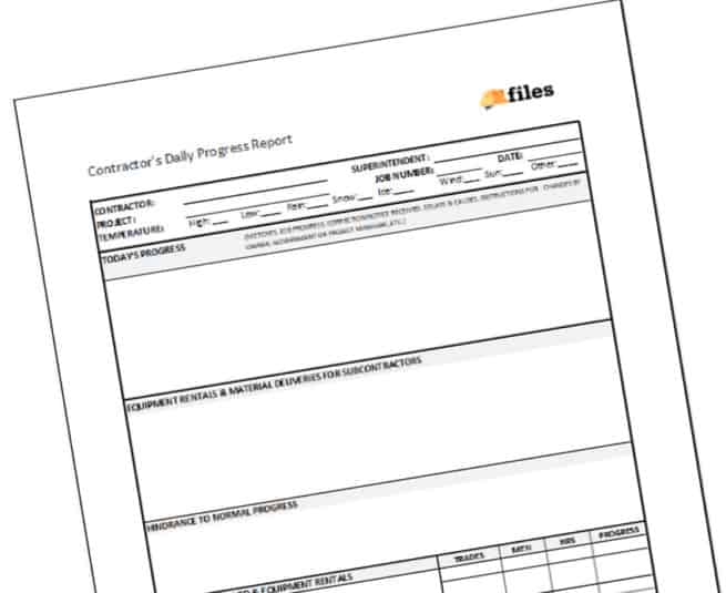 Contractors Daily Progress Report - Construction Files