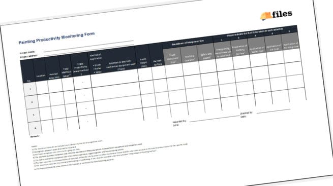 Painting Productivity Monitoring Form - Construction Files