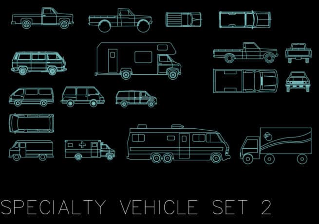 Specialty Vehicles Set 2 - Autocad Blocks - Construction Files