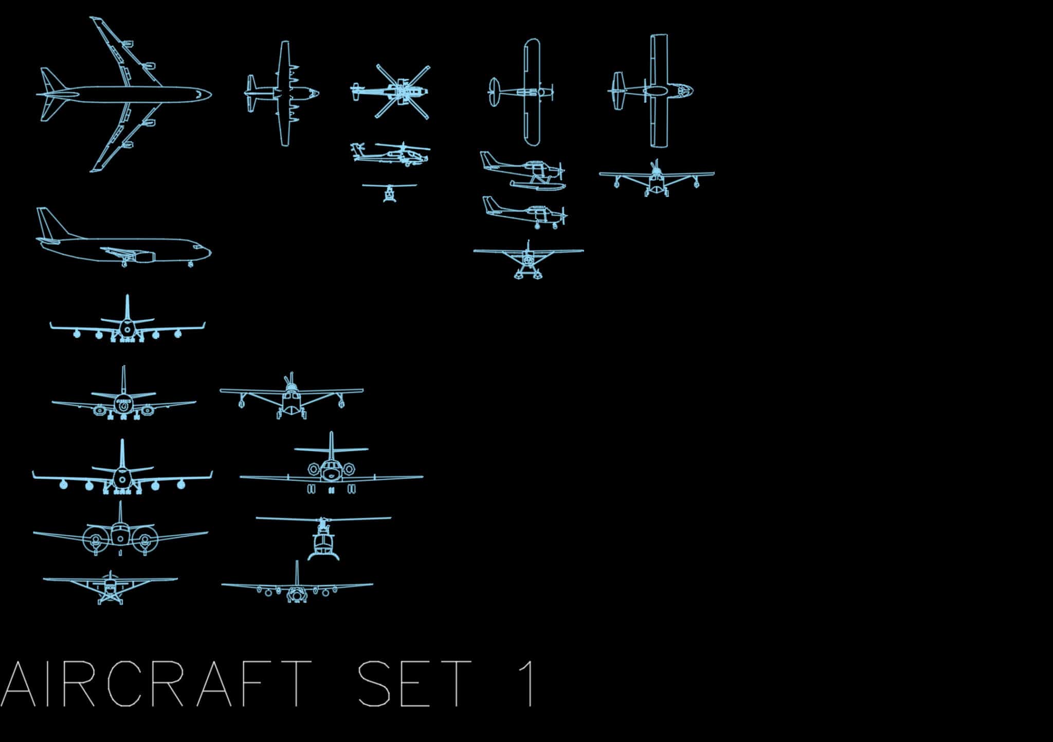 Aircraft Set 1 - Autocad Blocks - Construction Files