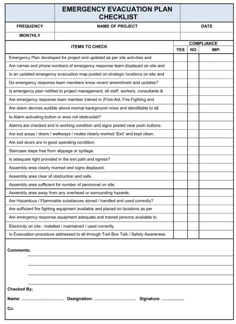 Emergency Evacuation Construction Checklist - Construction Files