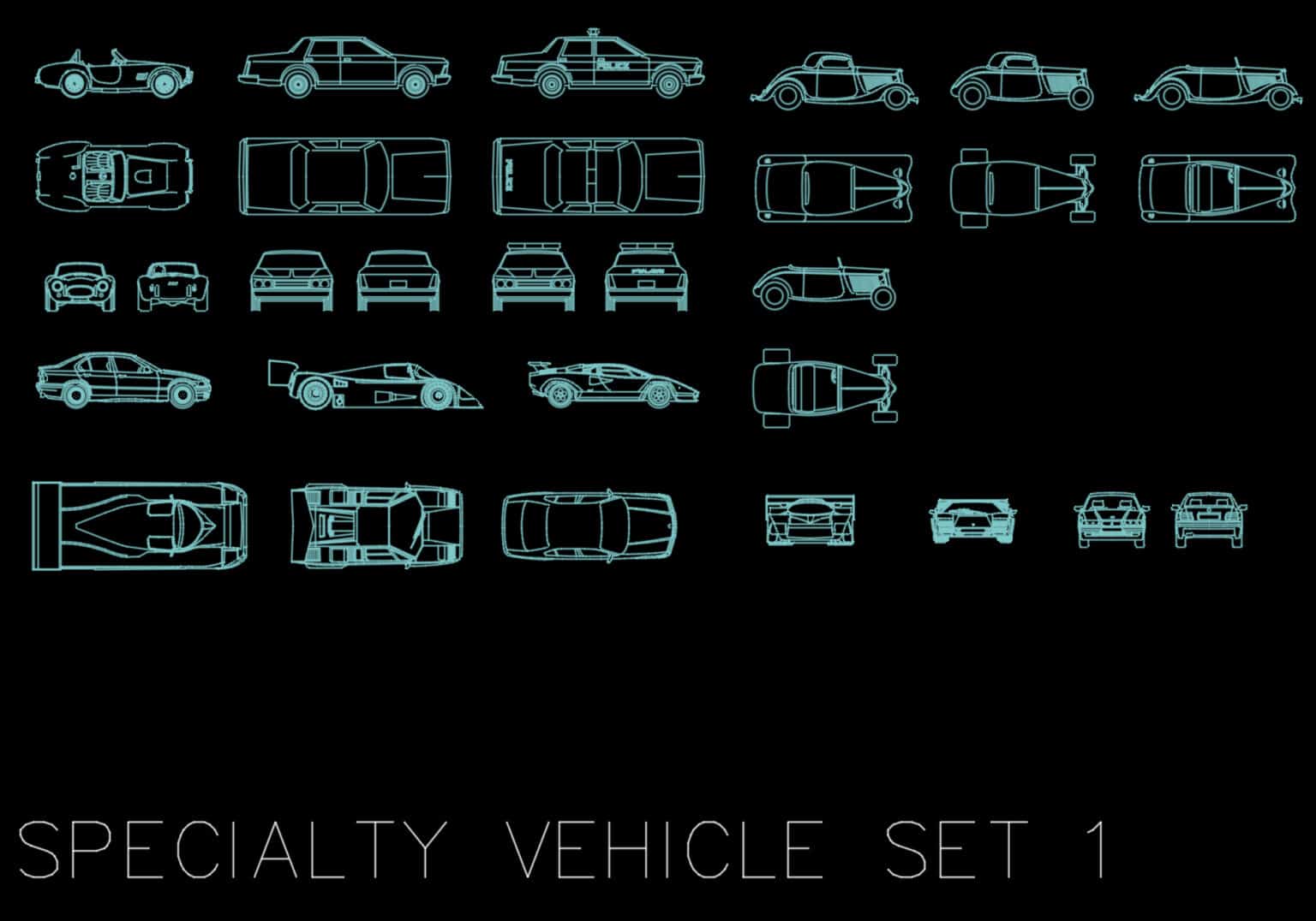 Specialty Vehicles Set 1 - Autocad Blocks - Construction Files