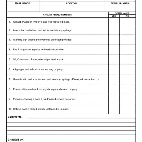 Telehandler Daily Inspection Checklist - Construction Files