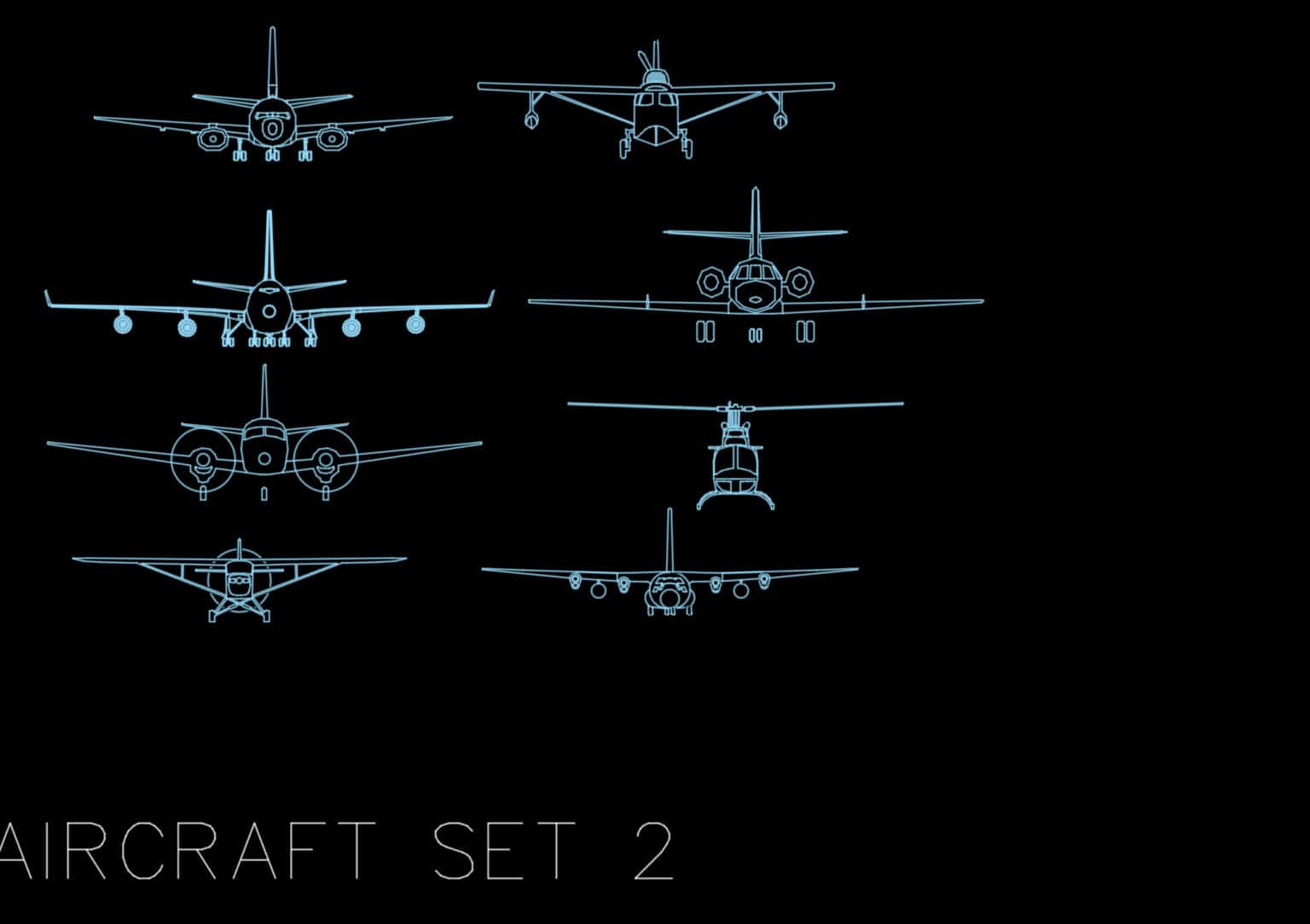 Aircraft Set 2 - Autocad Blocks - Construction Files