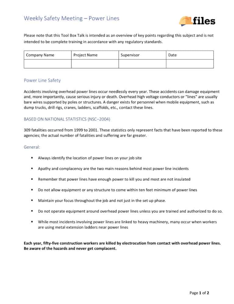 Construction Safety Meeting - Powerline Protection - Construction Files