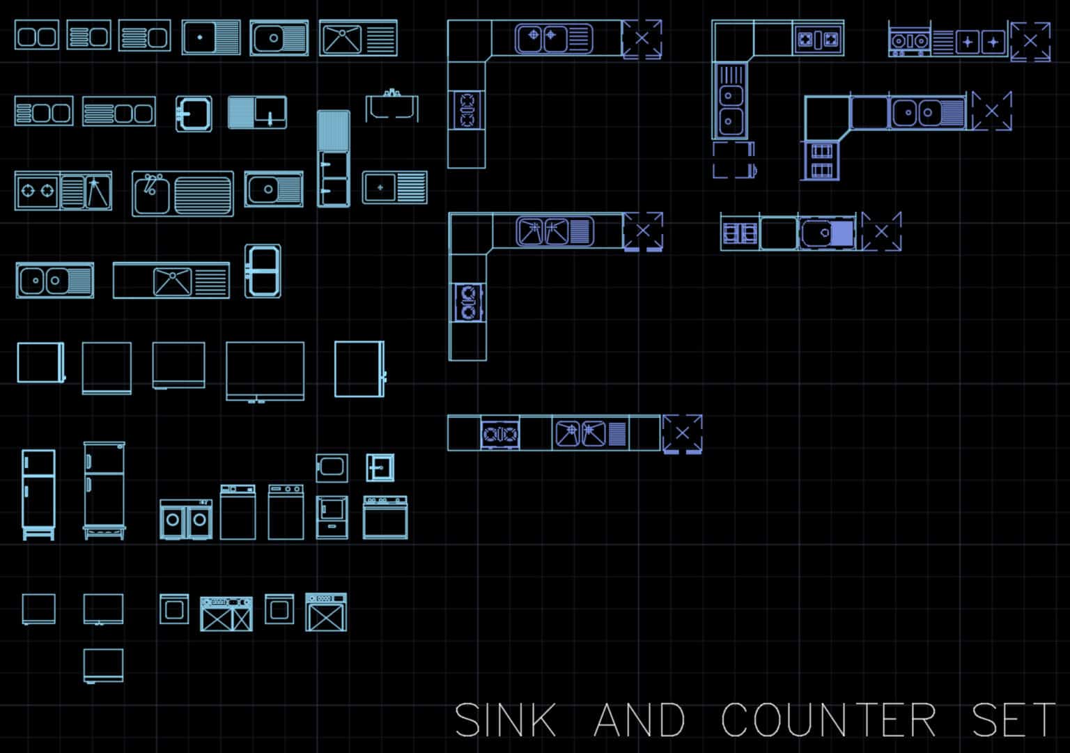 Sink And Counter - Autocad Blocks - Construction Files