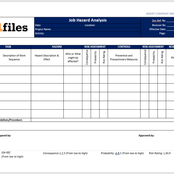 Job Hazard Analysis Form - Construction Files