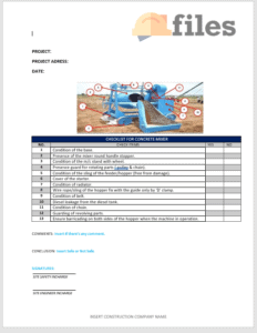 Equipment Safety Checklist - Concrete Mixer - Construction Files