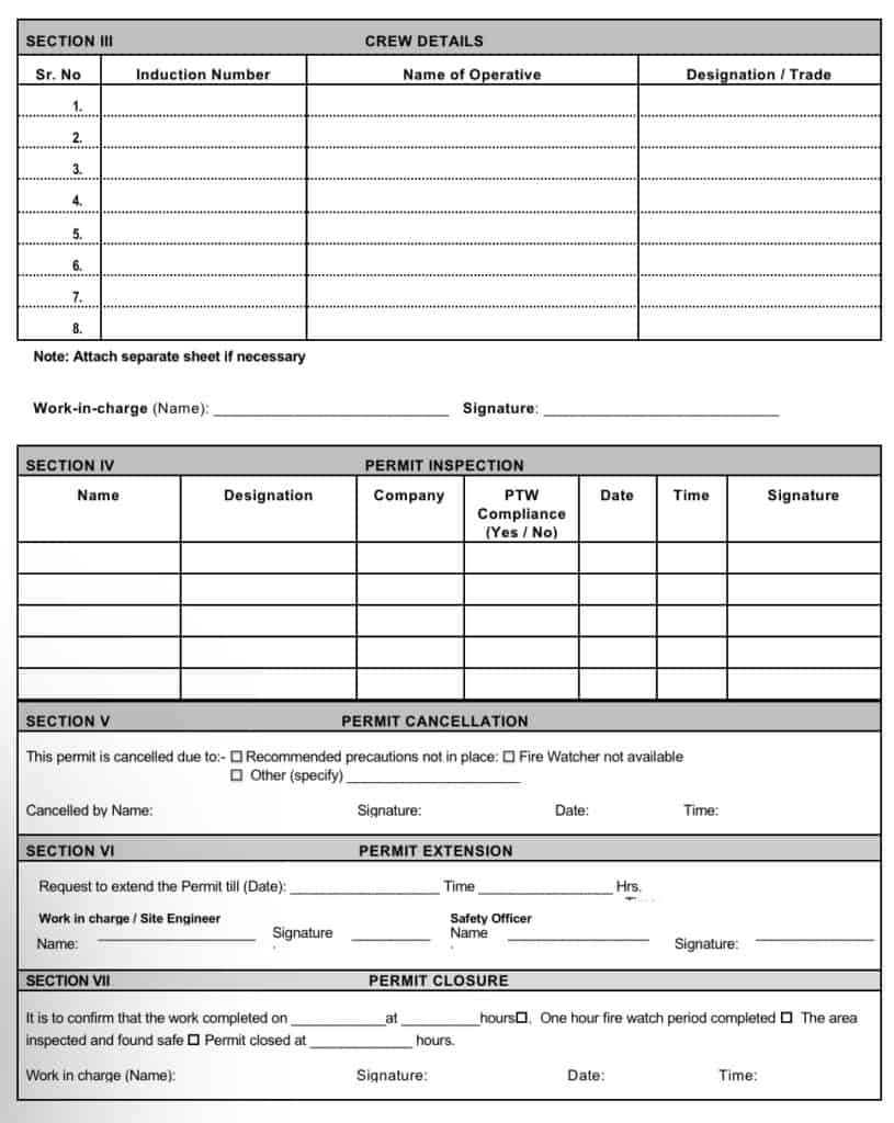 Work Permit - Hot Work - Construction Files