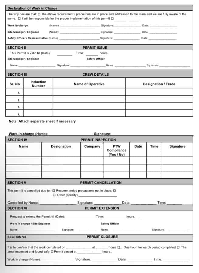 Work Permit - Lift Machine Room - Construction Files