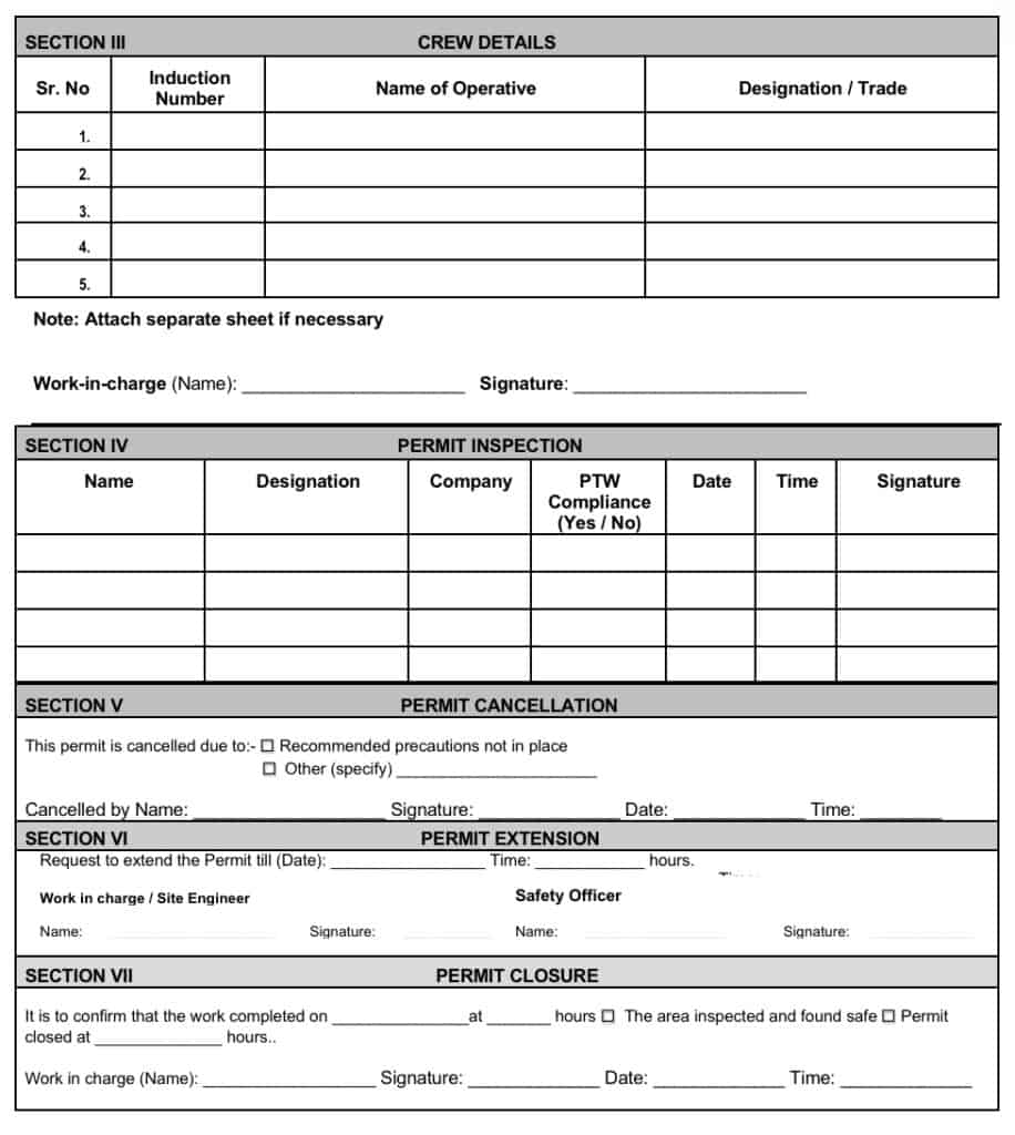 Work Permit - Floor And Edge Protection - Construction Files