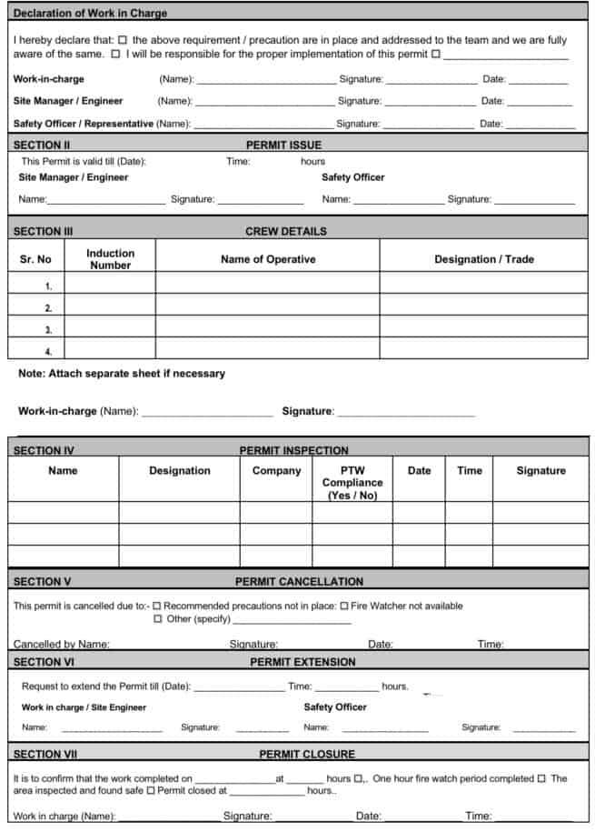 Work Permit - Post Tensioning - Construction Files