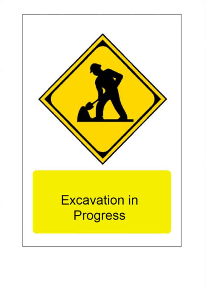 Excavation In Progress - Construction Sign Template